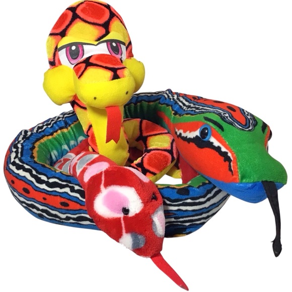 Toys | 3 Snakes Stuffed Animal Wild Republic Plush Reptiles Pink Yellow ...